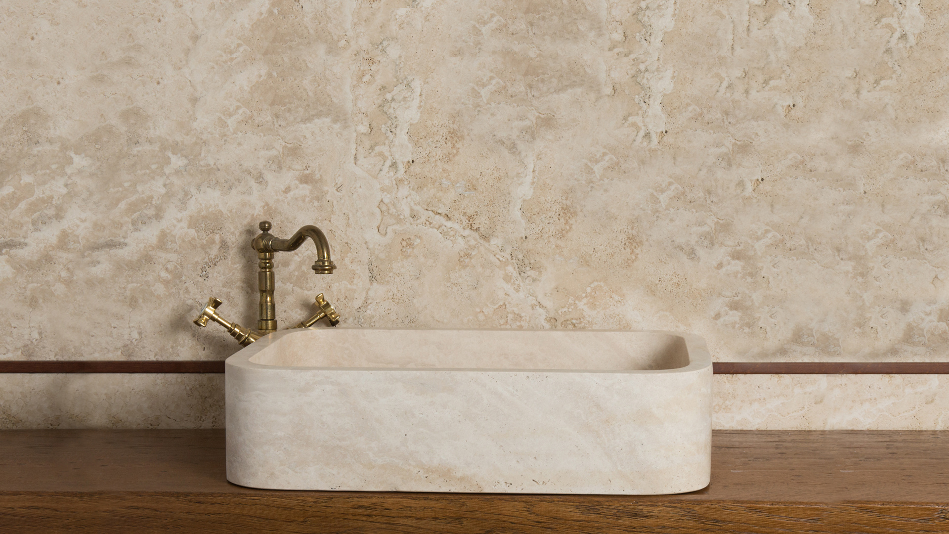 Lavabo stondato in travertino "Farm B CH" - Pietre di Rapolano