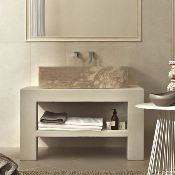 Lavabo in travertino rettangolare “Farm” - Pietre di Rapolano